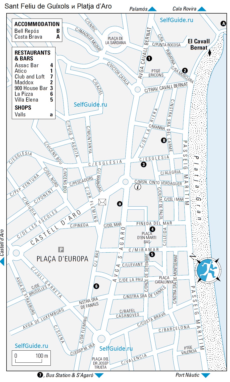 spain-rg-costa-brava-st-feliu-guixols-aro-map * Self Guide